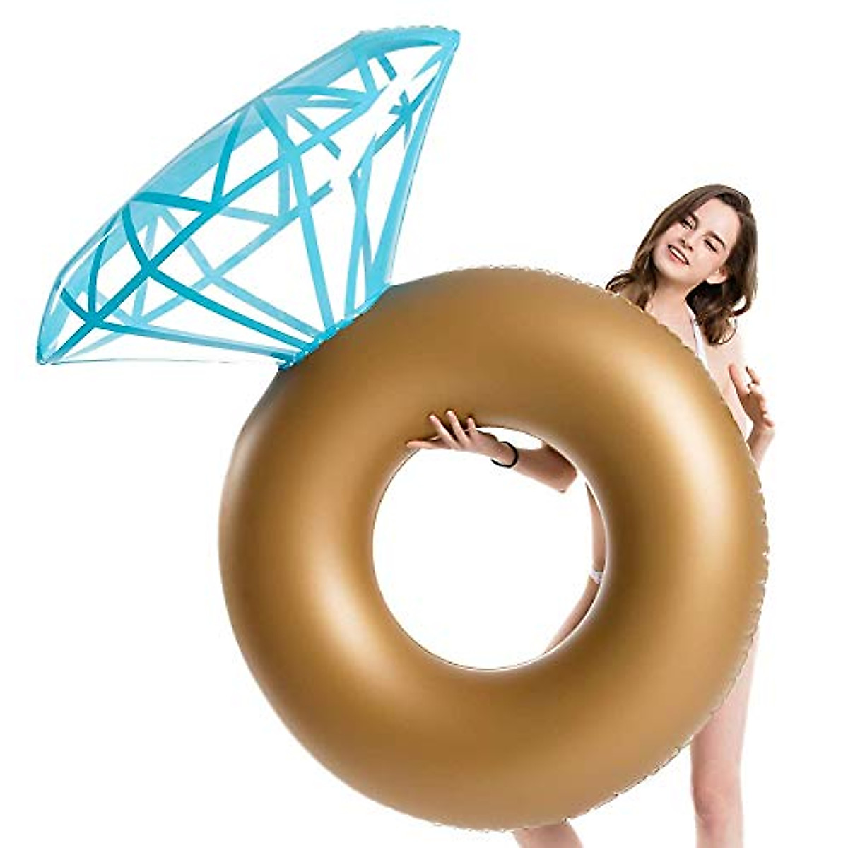 Jasonwell Inflatable Diamond Ring Pool Float - Engagement Ring Bachelorette Party Float Stagette Decorations Swimming Tube Floaty Outdoor Water Lounge Floats for Adults