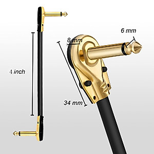 AZOR Heavy Metal Distortion Guitar Effect Pedal with Guitar Effect Pedal Cables 3 Pack (Gold)