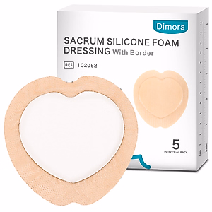 Dimora Wound Dressing Sacrum Foam Bandages Silicone Adhesive Border 7"x7" Waterproof Sacral Pads Absorbent Breathable Bed Sore Pressure Dressing