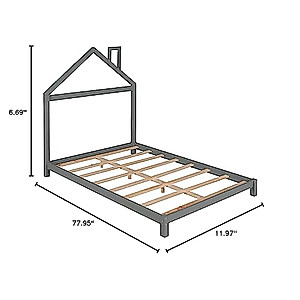 Merax Kids House Beds Full Wood Bed Frames for Boys,Girls, No Box Spring Need (Full, Gray)