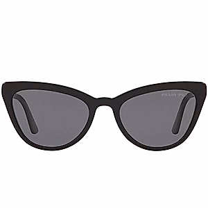 Prada Catwalk PR 01VS 1AB5Z1 Black Plastic Cat-Eye Sunglasses Grey Polarized Lens