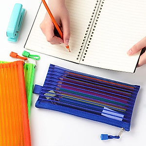 Tamaki 10 Pack Zipper Mesh Pouch Pencil Pouch Multicolor Pen Bag Multipurpose for Office Supplies Travel Storage Bags, 10 Colors