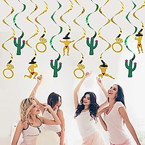 Bachelorette Party Decorations - 12Pcs Hanging Swirl with Cactus Man & Bridal Ring, Glitter Gold Mexico Bridal Shower Bachelorette Hen Party Supplies Decor
