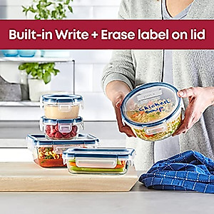 Pyrex Freshlock 10-Piece Airtight Glass Food Storage Container Set with Microban, Non Toxic, BPA-Free Locking Lids with 4 Tabs for Antimicrobial Protection