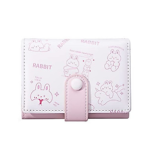 Sunwel Fashion Girls Cute Bear Print Tri-folded Wallet Small Wallet Cash Pocket Card Holder ID Window Purse for Women (PINK)