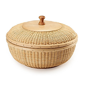Teng Tian With Lid Nantucket Button Basket Cane-on-cane Handwoven Circular Household Basket Boxes for Shelf Home Organizer Coffee Dried Fuit Snacks Needles Thread and All
