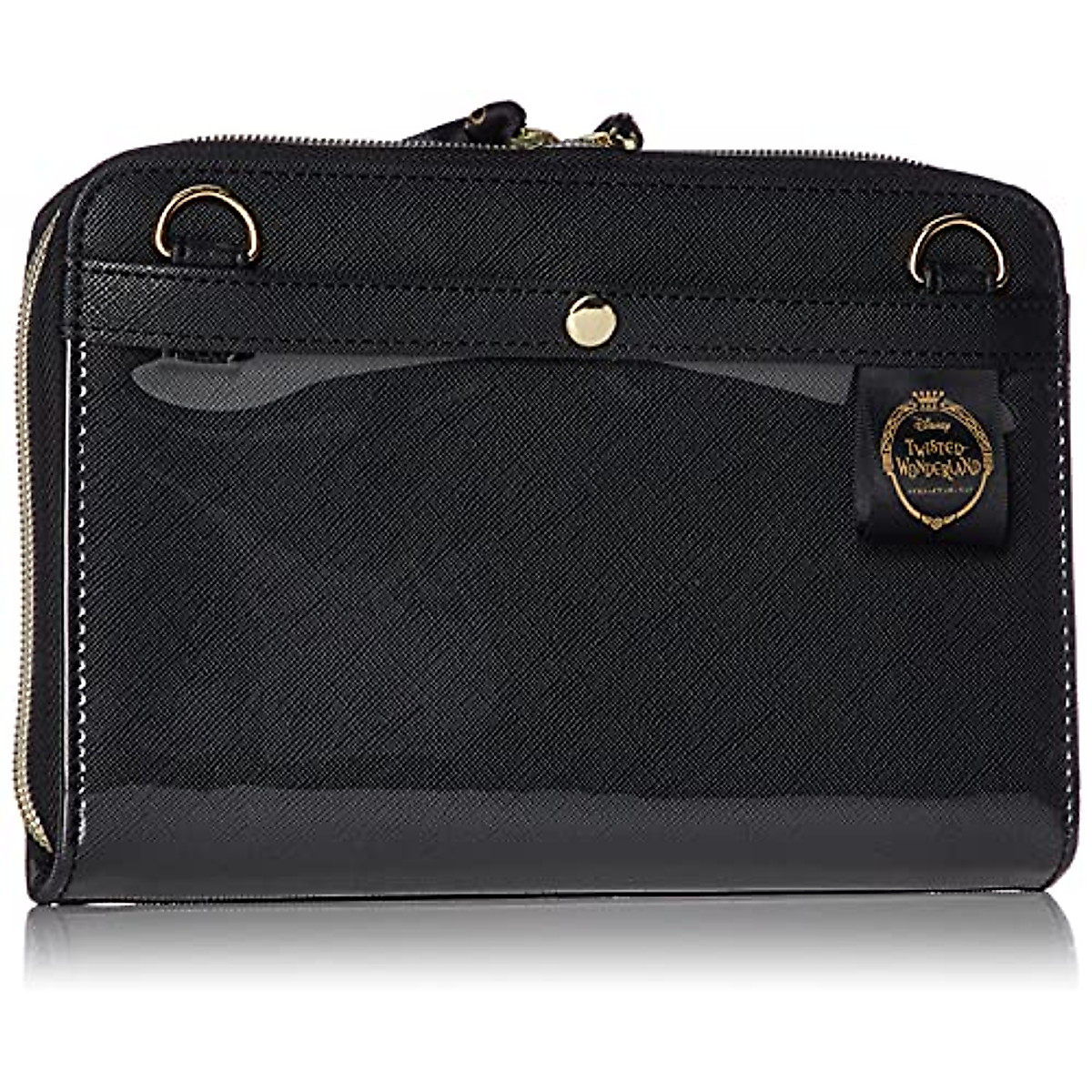 Disney Twisted Wonderland 0130 Women's Shoulder Bag, Mini Bag, Crossbody Bag, Water Repellent, Synthetic Leather, Lightweight, Small, Logo, Multi-functional, Smartphone, Black (MTW-147)