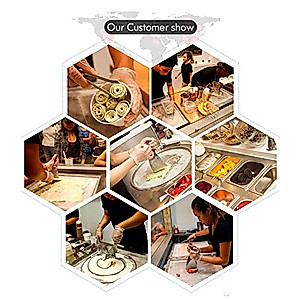 Kolice ETL commercial double square pans fried ice cream machine, frozen yogurt cubes making machine, roll ice cream machine with 10 pcs of refrigerated buckets, 21x21 inches big pan. Auto defrost