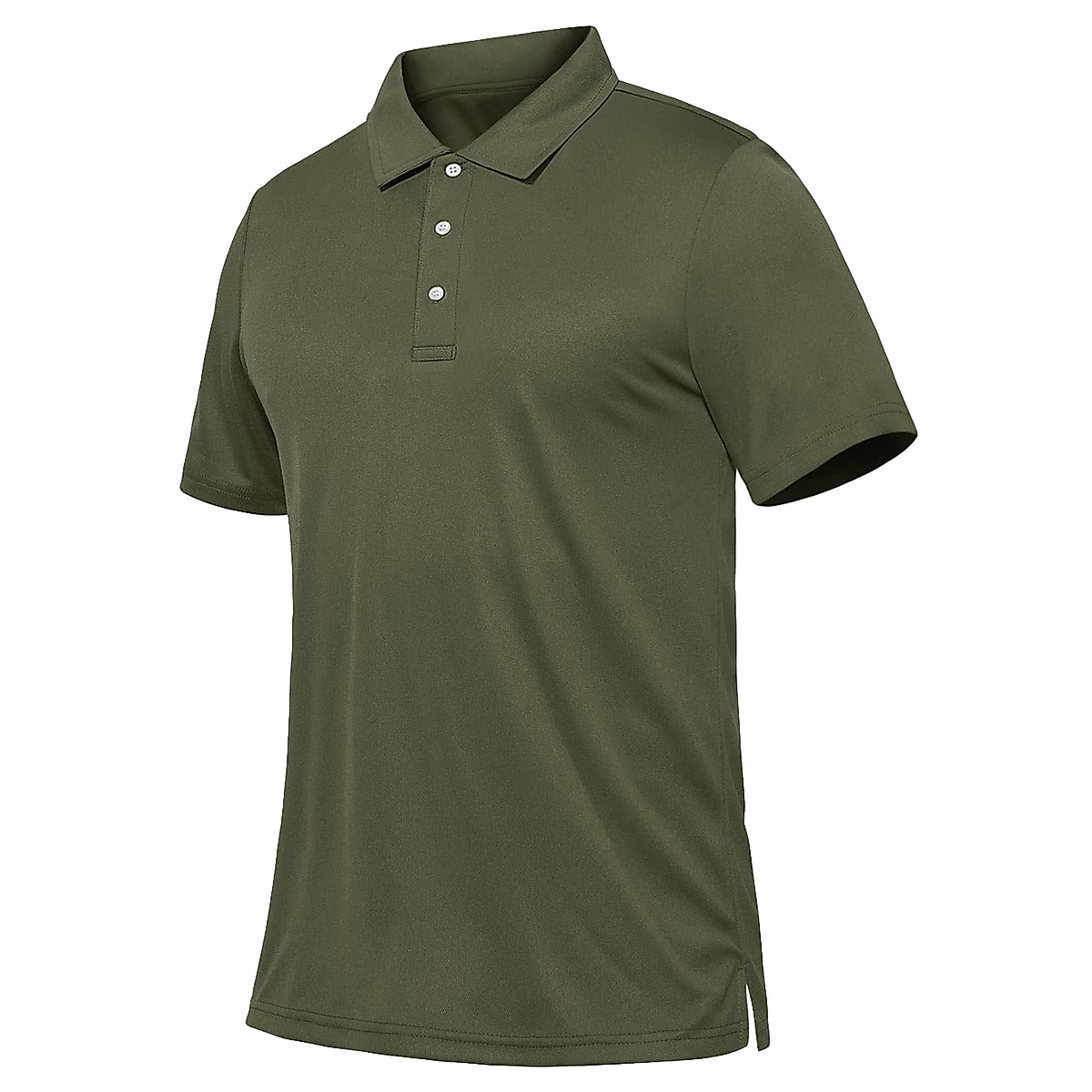 CRYSULLY Men's Combat Loose Fit Polo Shirt Summer Outdoor Fishing Collared Shirt Army Green
