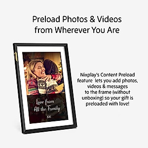 Nixplay 10.1 inch Touch Screen Smart Digital Picture Frame with WiFi (W10P) - Black Classic Matte - Unlimited Cloud Photo Storage - Share Photos and Videos Instantly via Email or App - Preload Content