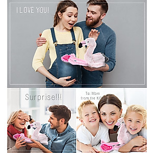 DolliBu Happy Mother's Day Super Soft Plush Pink Flamingo Doll Figure - Cute Stuffed Animal with Pink Heart Message for Best Mommy, Grandma, Wife, Daughter - 8" Inches