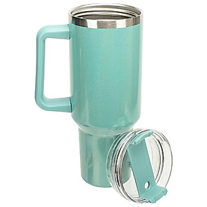 Elanze Designs Majestic Flying Dragon 40 oz. Stainless Steel, Large Water Bottle Coffee Mug, Spill & Leak Resistant, Thermal Travel Tumbler with Handle, Lid & Straw, Teal