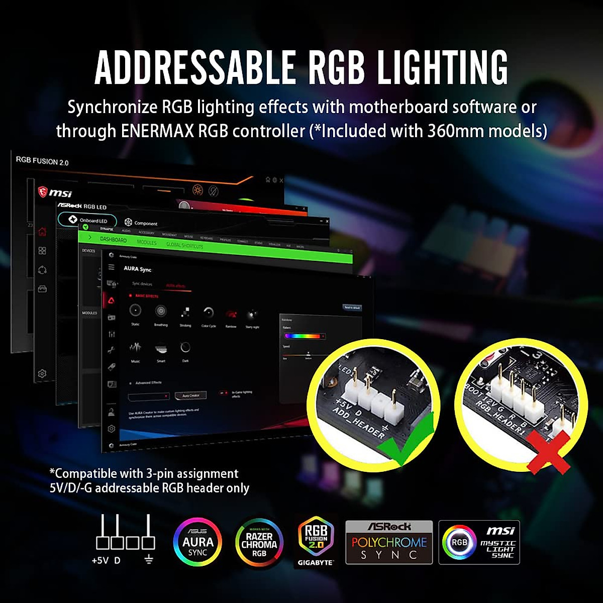 Enermax Liqmax III 360 A-RGB AIO CPU Liquid Cooler - 360mm Radiator, 120mm ARGB PWM Fan, for Intel LGA1700/AMD AM5, 5 Year Warranty