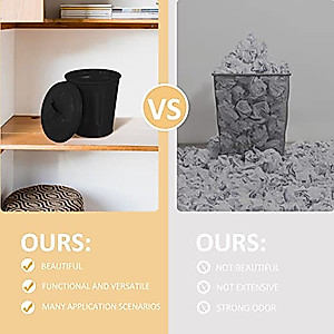 Balacoo balacoo Mini Trash Can with Lid, Lovely Garbage Waste Basket, Small Desktop Garbage Bin Mini Wastebasket Trash Can Garbage Holder Flower Pot, Black, 11X9CM (59C0417M6Y1)