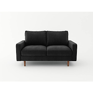 SILKIR 2-Person Loveseat Sofa Couch for Living Room | Perfect for: Apartment/Studio/Office & Small Space | Velvet Fabric | Fast and Easy Assembly | Warranty (Black) Modern Contemporary Mid-Century