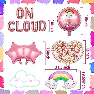 LaVenty On Cloud 9 ROSE GOLD Balloons Banner On Cloud Nine Birthday Party Decorations for 9 Year Old Girl 9th Birthday Party Invite Decorations
