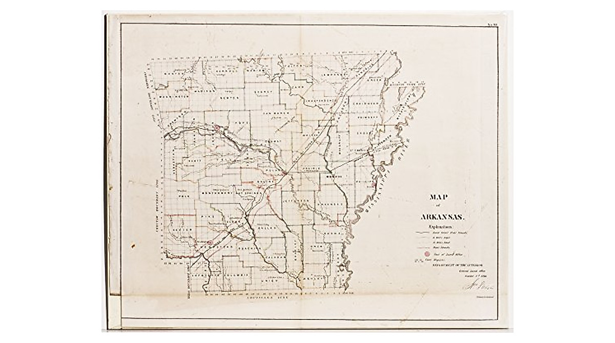 Historical Map of Arkansas - Land Divisions & Geography