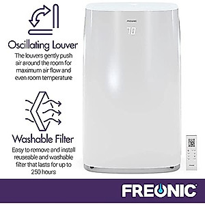 Freonic 10,000 BTU Portable Air Conditioner | LED Display | 24H Timer | Auto-Restart | Sleep Mode | Dehumidifier | AC for Rooms up to 450 Sq. Ft | FHCP101AKR