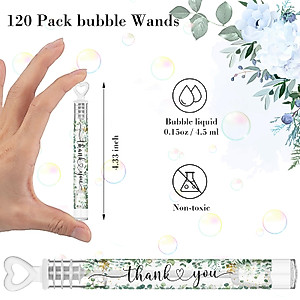Hollowfly 120 Pcs Heart Wedding Bubble Wands Mini Bubble Wands Bulk Heart Bubble Wands for Wedding Send off Party Supplies for Weddings, Valentine's Day, Anniversaries Celebrations (Eucalyptus)