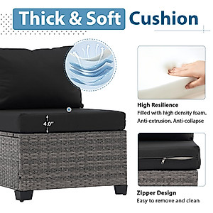 JOIVI 6 Piece Outdoor Patio Furniture Set - Wicker Sofa with Coffee Table, Powder-Coated Frame & Handwoven PE Rattan for All-Weather Durability, Ideal for Parties