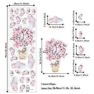 QUCHENG Pink Wall Decal Stickers Girls Toddler Bedroom Removable Stickers Decor Nursery Playroom Large Vinyl Waterproof Wall Decoration