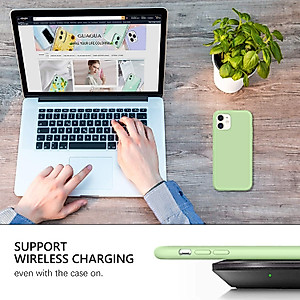 GUAGUA iPhone 11 Case Liquid Silicone Soft Gel Rubber Slim Lightweight Microfiber Lining Cushion Texture Cover Shockproof Protective Anti-Scratch Phone Case for iPhone 11 6.1-inch 2019 Matcha Green