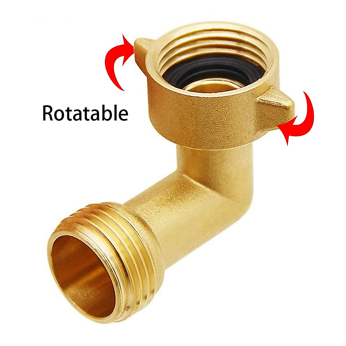 Joywayus 3/4" GHT Garden Hose 90-Degree Elbow Brass Connector with Washers for RV Water Hookups and Residential Outdoor Faucets (Pack of 2)