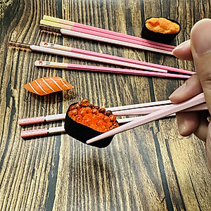 10 Pairs Fiberglass Reusable Chopsticks, Non-Slip,Chopsticks Set for Sushi, Ramen,Dumpling, Asian Cuisine,Noodles, Bento Box,Chinese Japanese Korean Food, Pink+Teal