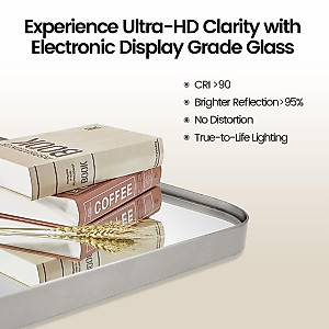 MOON MIRROR Brushed Nickel Pivot Rectangle Bathroom Mirror, Modern Tiltable Rounded Rectangular Pivoting Vanity Mirrors for Wall, Stainless Steel Metal Frame, Overall 32.33 x 36 in (Mirror 28x 36 in)