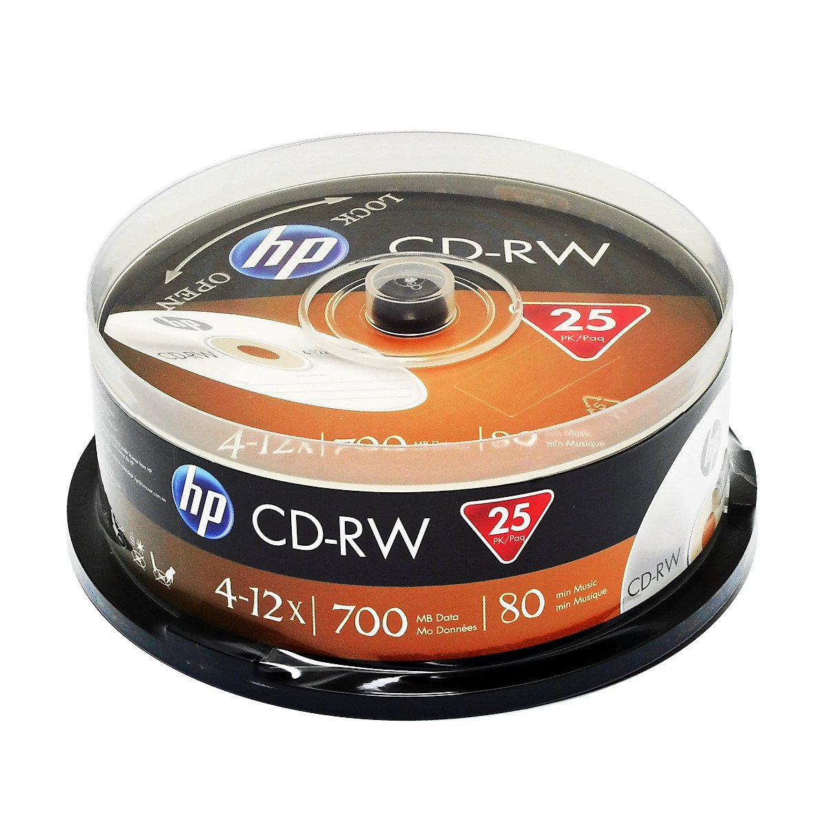 HP CD-RW 12X IN 25PK CAKE BOX