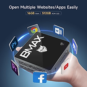 Bmax B2 S Mini PC N4020C 6GB DDR4 128GB eMMC (up to 2.8GHz), HDMI/VGA Port Support 4K Dual Screen Display, Dual Band WiFi RJ45 BT4.2 USB 3.0x4 Micro Desktop Computer Office