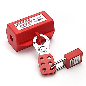 OMGTMD Lockout Tagout Plug Lock Universal Forklift,Cylinder,Electrical Plug Lockout Device 110 and 220 Volt Plugs 4.5 x 3 Inch Lock Out Tag Out 4 Pack