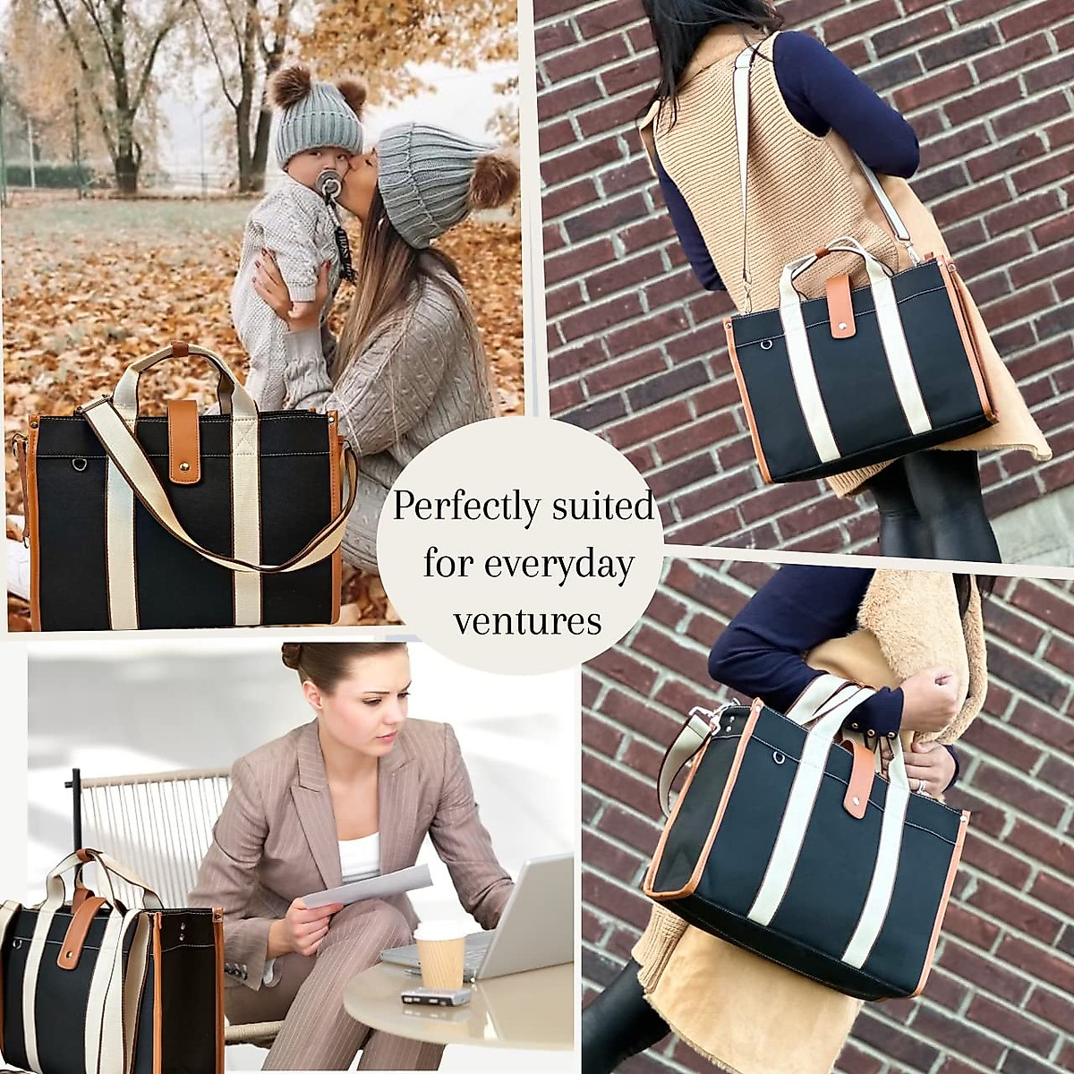 Diaper Tote Bag Messenger Style (Black)