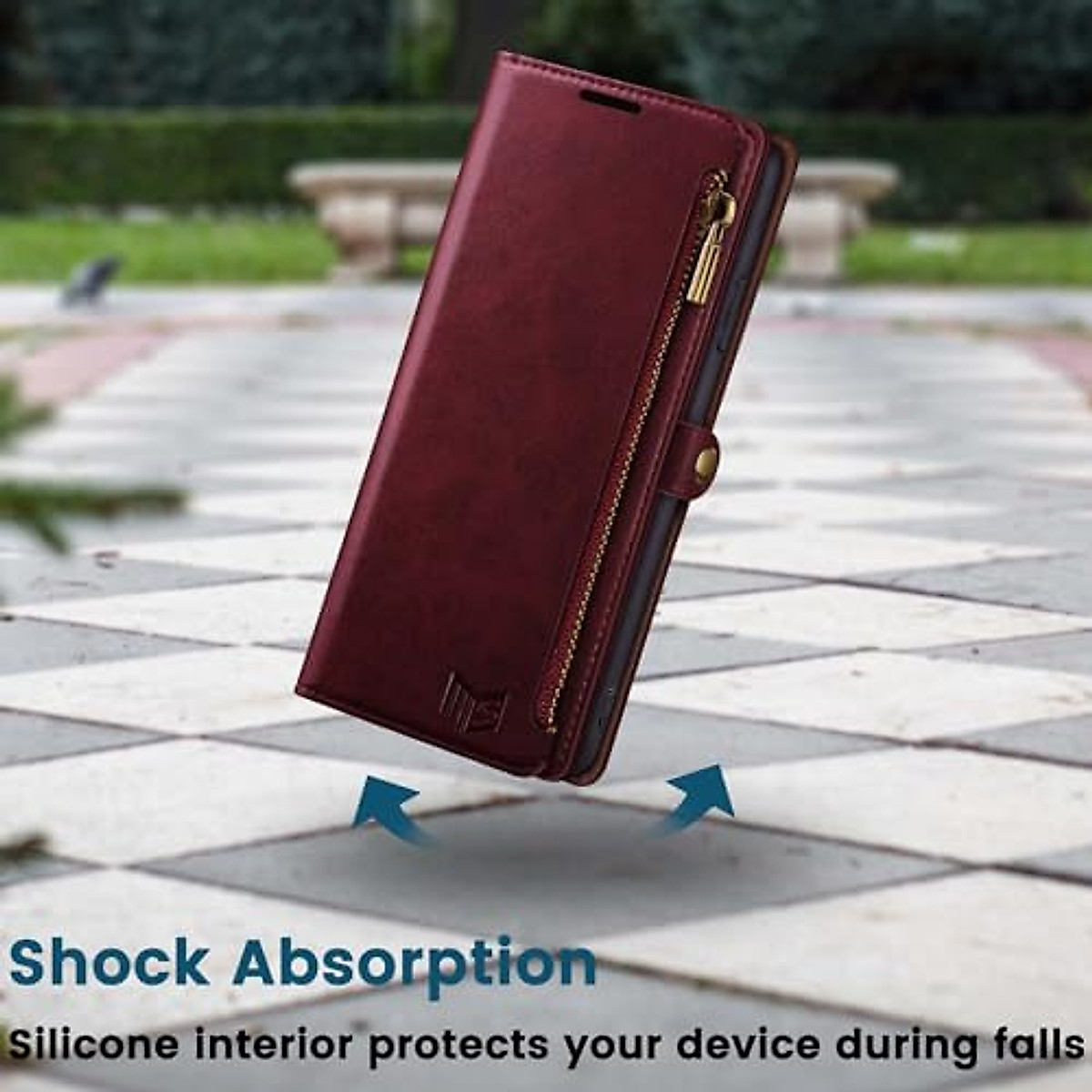 SUANPOT for iPhone 14 Pro 6.1 inch Wallet case 【RFID Blocking】【9 Card Slot】【Pocket】,Credit Card Holder Flip Folio Book Zipper PU Leather Protective Cover Women Men for Apple 14 Pro Phone case Wine Red