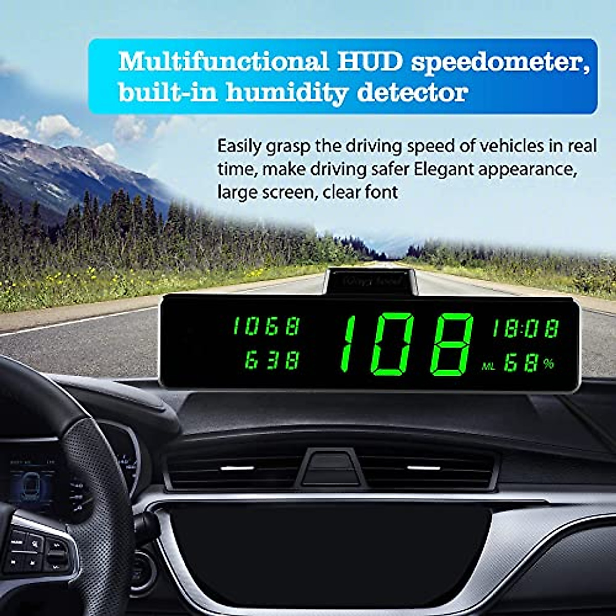 Kingneed C3020 Universal HUD Head Up Display GPS Digital Speedometer with Humidity Detector, MPH Over Speed Warning, Works for Cars & Other Vehicles