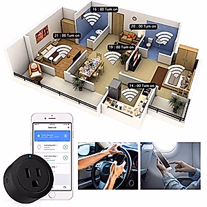 RYRA WiFi Smart Socket, 10A Smart Plug Compatible with Alexa and Google Home, Remote Control with Timer Function, Voice Control Outlet