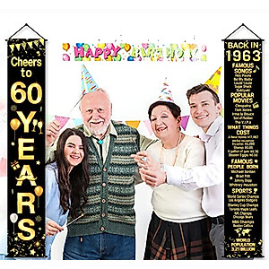 60th Birthday Party Anniversary Decorations Cheers to 60 Years Banner Party Decorations Welcome Porch Sign for Years Birthday Supplies (60th-1963)