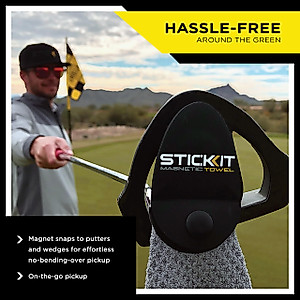 STICKIT Magnetic Golf Towel, Premium 29" Microfiber with Deep Waffle Pockets, Industrial Strength Magnet for Secure Hold to Golf Carts & Clubs, Ultra-Absorbent, Fast-Drying, Easy-Clean Design