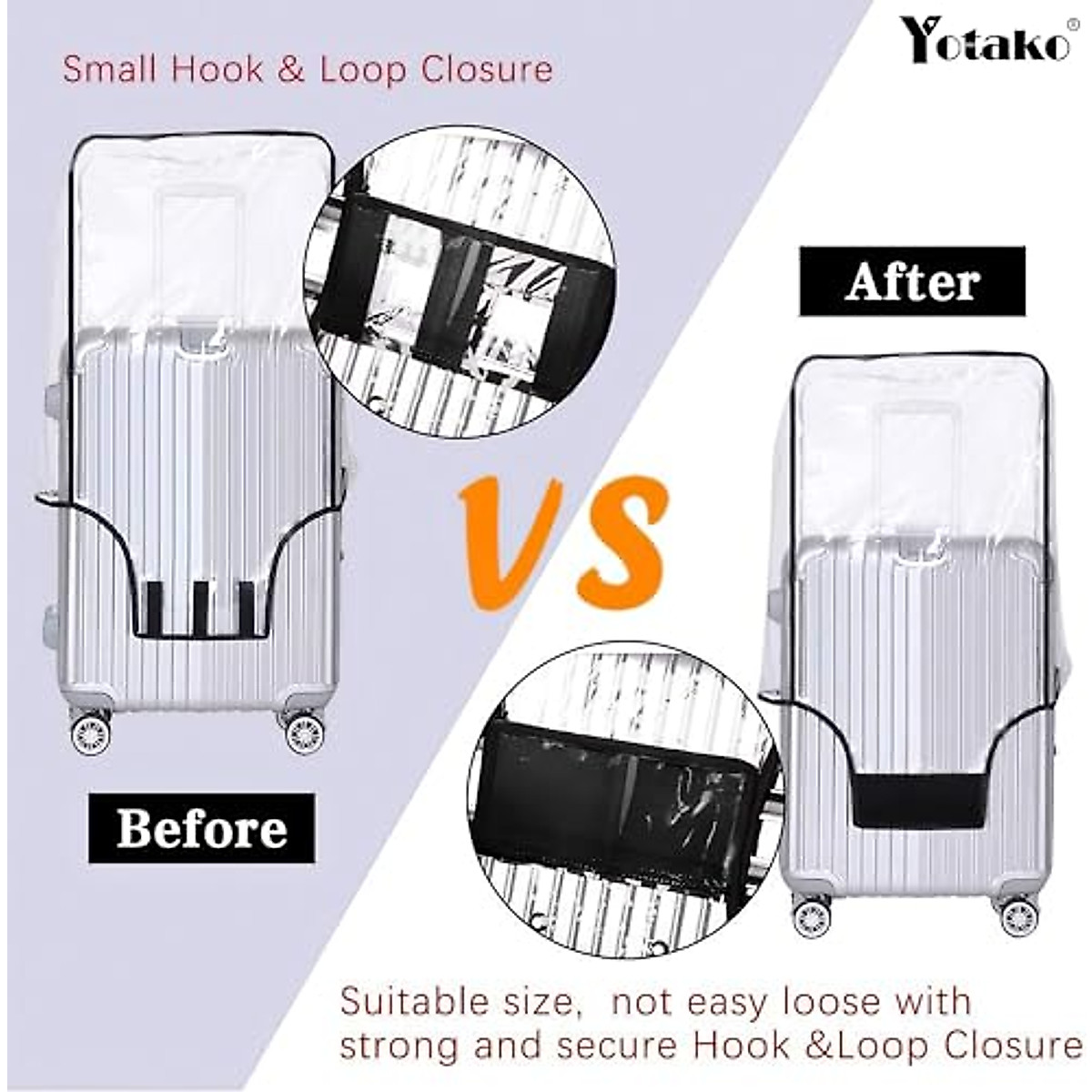 Yotako Clear PVC Suitcase Cover Protectors 20 Inch Luggage Cover for Wheeled Suitcase 20''