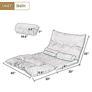 Harper & Bright Designs Adjustable Floor Sofa Couch with 2 Pillows, Foldable Lazy Sofa Sleeper Bed for Reading Gaming Sleeping(Light Brown)