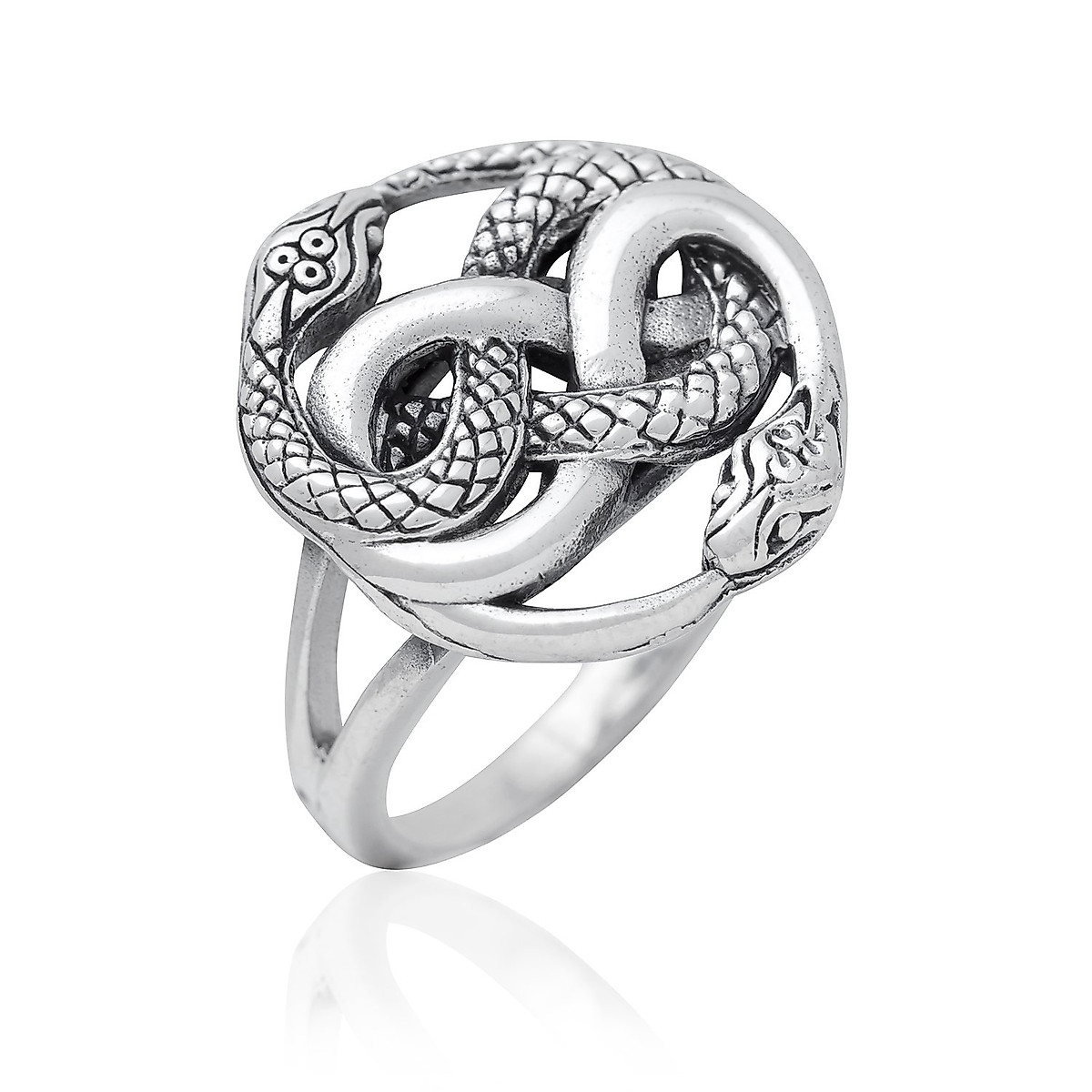 925 Sterling Silver Ouroboros Uroboros Serpent Snake Infinity Eating Tail Ring (8)