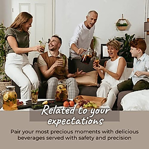 Pykal Glass Water Pitcher with Lid - 68 Oz - Heat Resistant Iced Tea or Coffee Jug with Handle and Lid - Borosilicate Pitchers for Hot or Cold Liquids - w/Free Brush