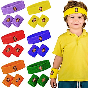 6 Sets Kids Football Wristbands Sweatbands Kit 6 Pairs Athletic Football Wrist Sweatbands,Wrist Sweatband Wicking Wrist Sweatband Terry Cloth Wristband for Party Accessories
