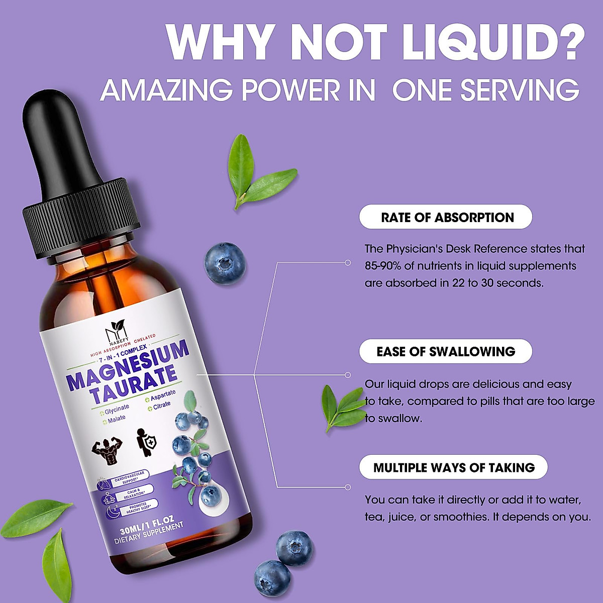 (2 Pack) Magnesium Complex Liquid Supplement, 2000mg Magnesium Taurate with Magnesium Glycinate 500mg,Malate,Aspartate,for Cardiovascular Health,Sleep,Calm,Cramps Support