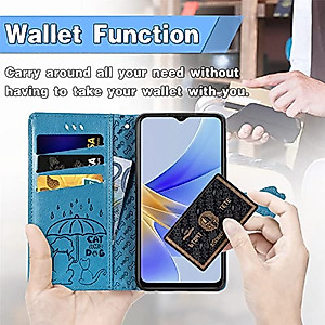 CCSmall for Oppo A17 PU Leather Flip Wallet Case, Cute Cat Dog Cartoon Style with Card Slots Holder Phone Cover Case for Oppo A17 MG Purple