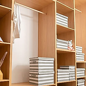 Instome Set of 3 Fabric Storage Bins with Lids,Foldable Storage Boxes with Lids and Handles,Foldable Fabric Organizers with for Toys,Clothes and Books (14.96 x 10.23 x 7.87 inches）