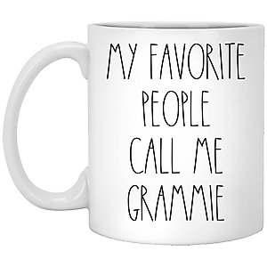 PTDShops Grammie - My Favorite People Call Me Grammie Coffee Mug, Grammie Rae Dunn Inspired, Rae Dunn Style, Birthday - Merry Christmas - Mother's Day, Grammie Coffee Cup 11oz, White