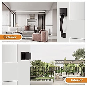 Tinewa Main Entrance Keyless Door Handleset, Front Door Handle with Lever Inside, Low Profile Front Lock Handleset with Halifax Oil Rubbed Bronze Finish, Reversible for Right & Left Sided