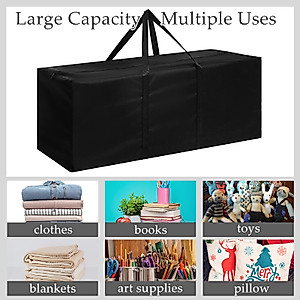 2 Pcs Large Sports Duffel Bag for Travel Camping Sports Equipment Storage Waterproof Foldable Long Luggage Storage Bag for Camping, Tent, Tripod, Gym, Fishing, Black(47 Inch)