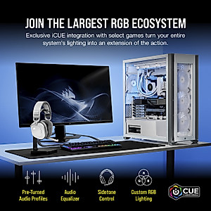 CORSAIR HS80 RGB WIRELESS Multiplatform Gaming Headset - Dolby Atmos - Lightweight Comfort Design - Broadcast Quality Microphone - iCUE Compatible - PC, Mac, PS5, PS4 - White